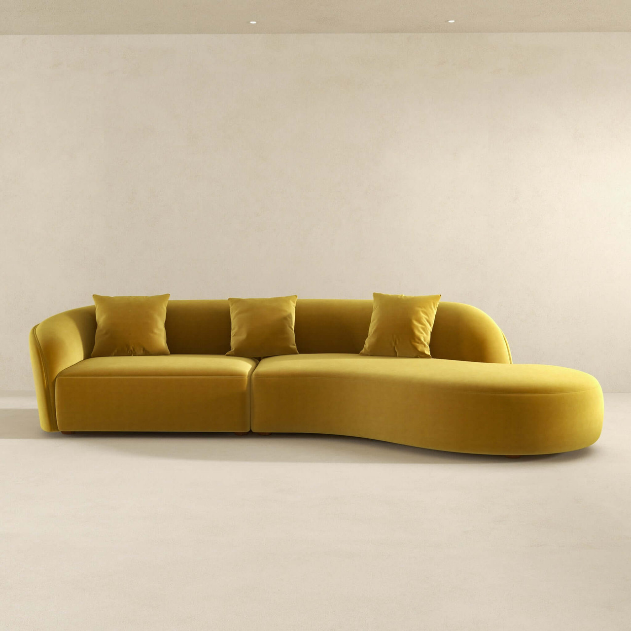 Elijah Japandi Style Curvy Sectional Sofa 126" - Yellow | Zin Home