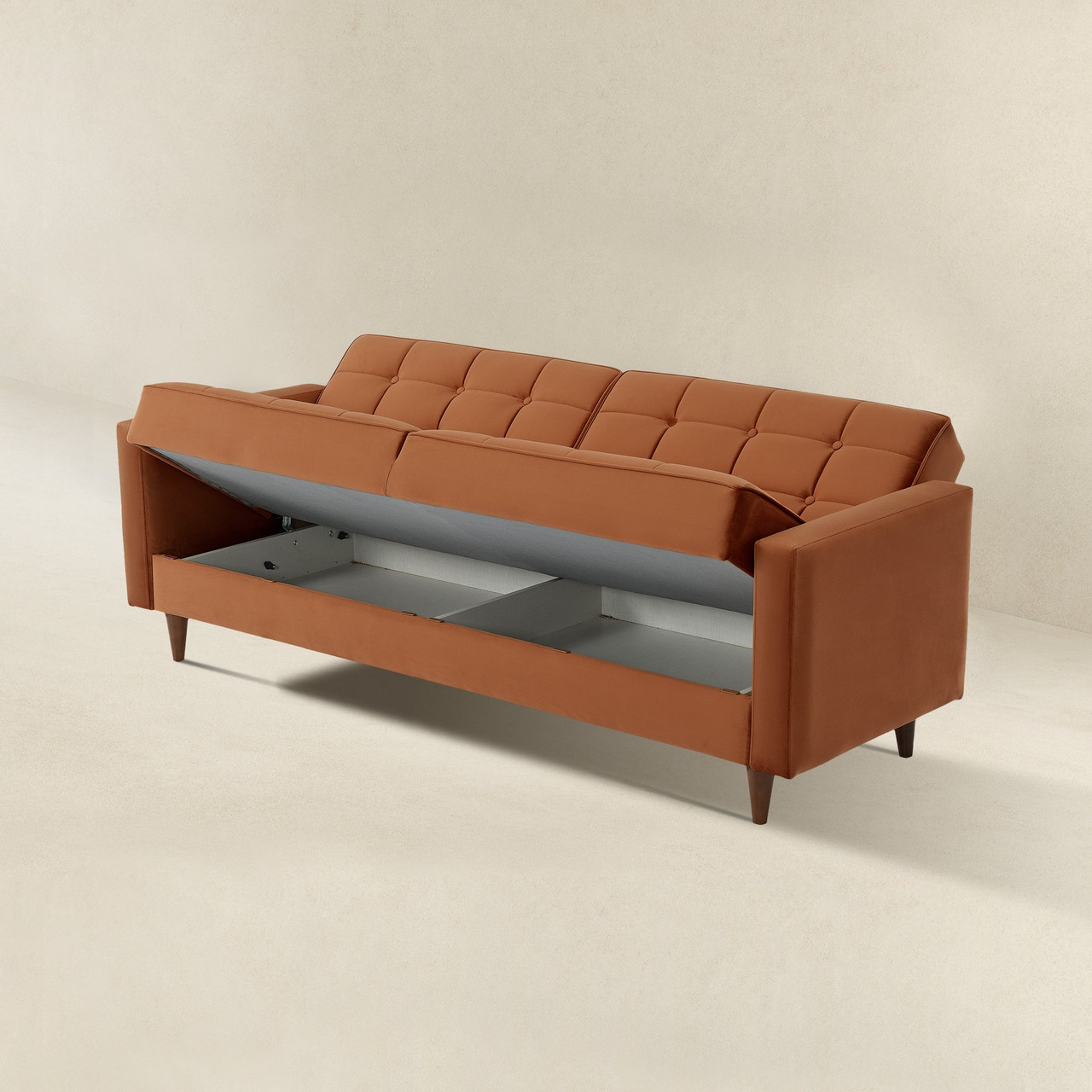 rust orange sofa bed