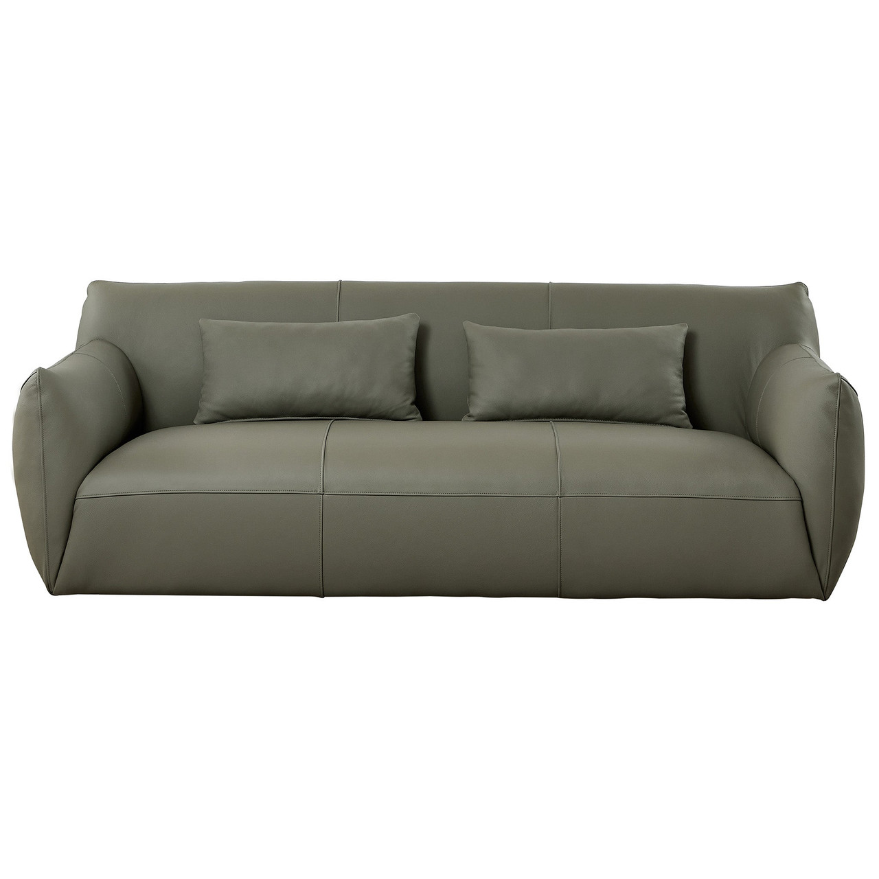 Hughes Olive Green Leather Sofa| Zin Home