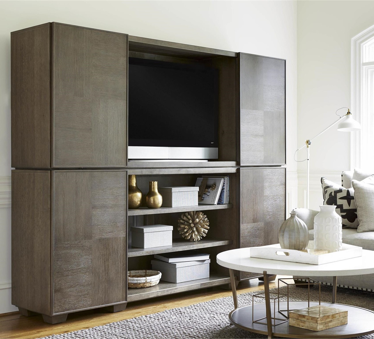 Playlist Vintage Oak Stacking Media Chest with Sliding Doors | Zin Home