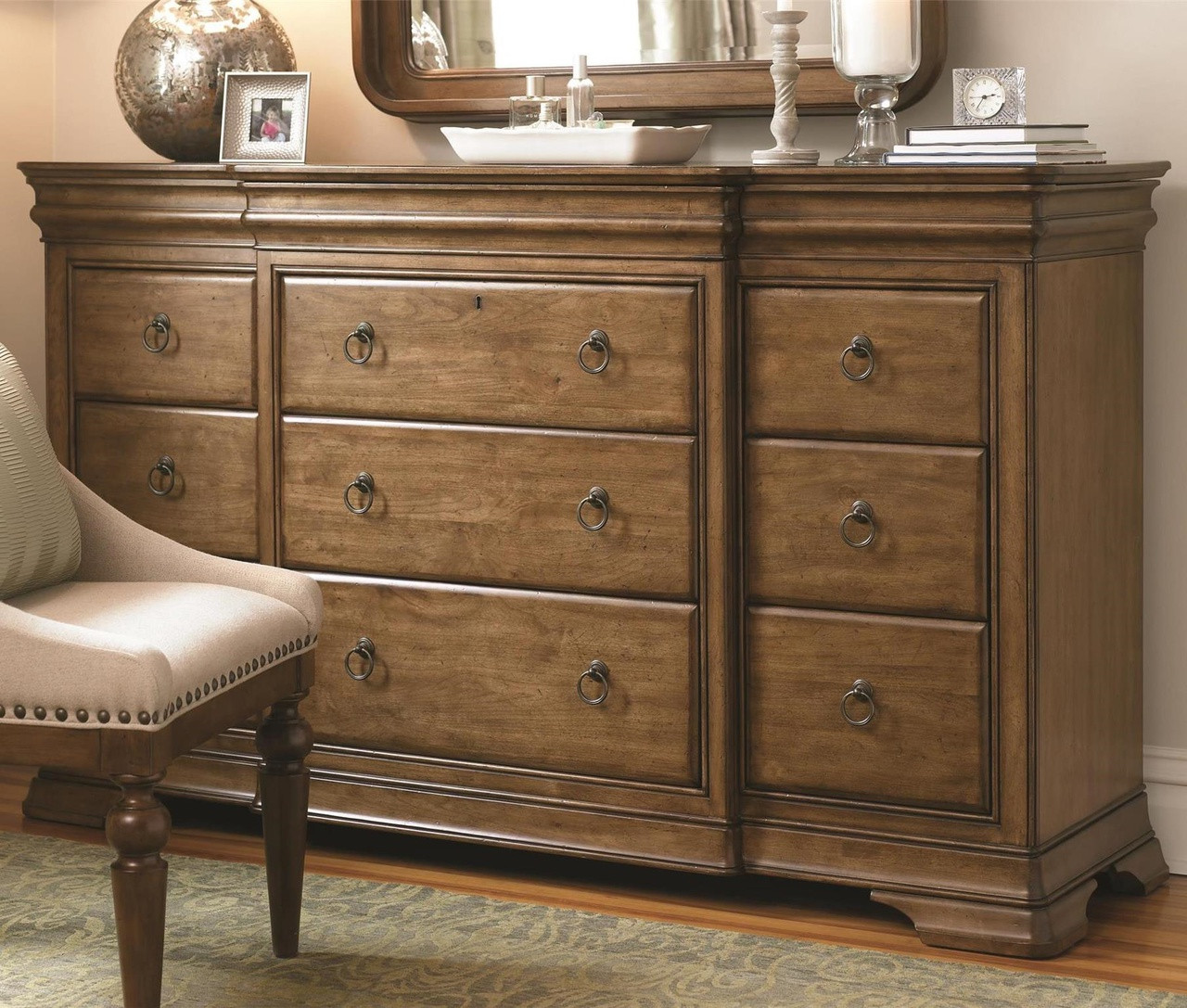Louis Philippe Solid Wood 12 Drawers Dresser