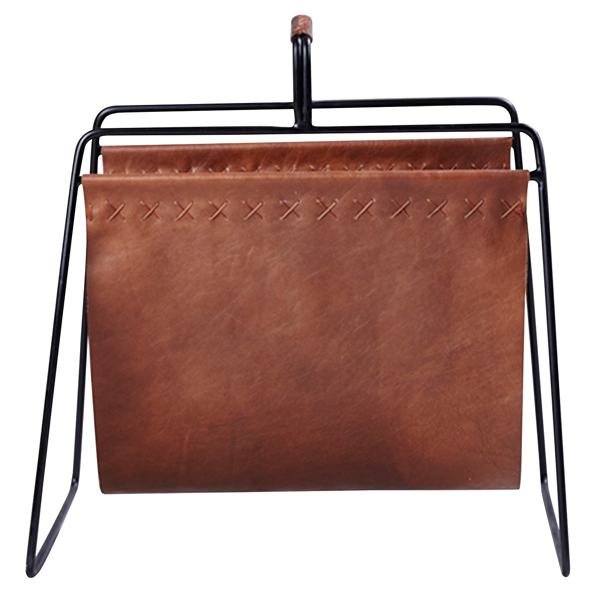Aesop Brown Leather Magazine Rack | Zin Home