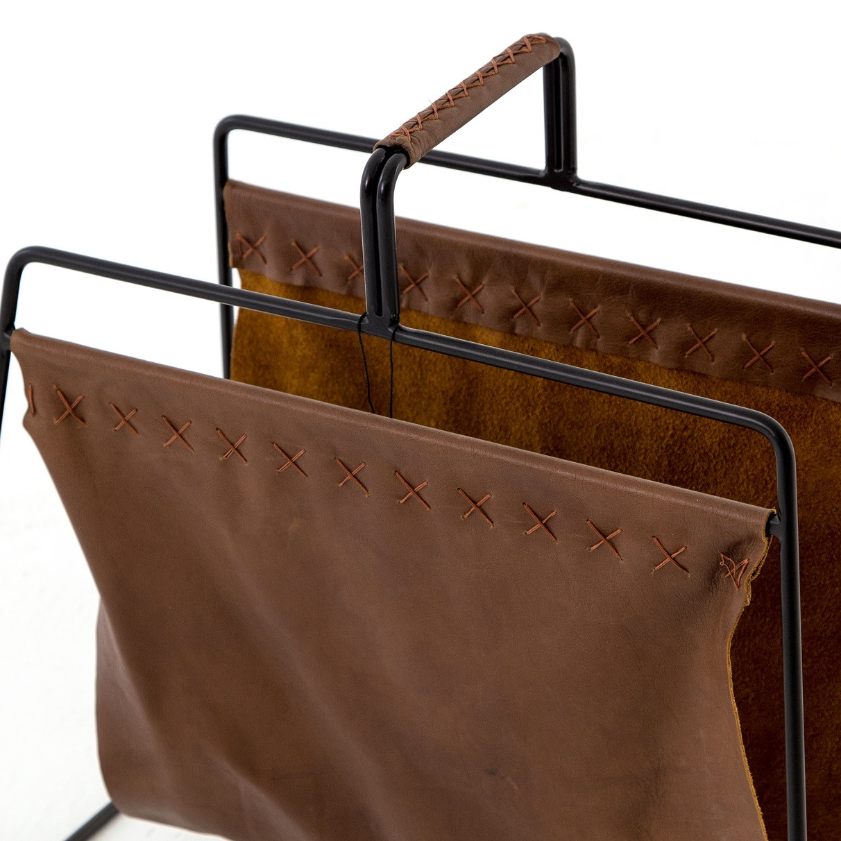 Aesop Brown Leather Magazine Rack | Zin Home