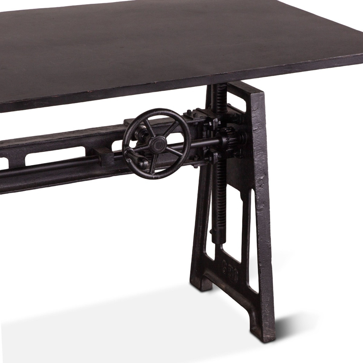 French Industrial Crank Adjustable Black Iron Desk 60" | Zin Home
