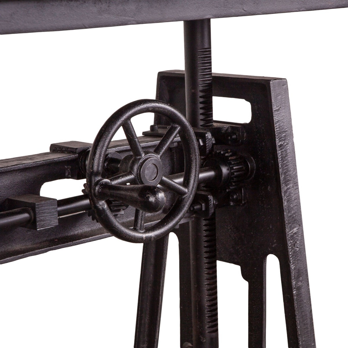 French Industrial Crank Adjustable Black Iron Desk 60" | Zin Home