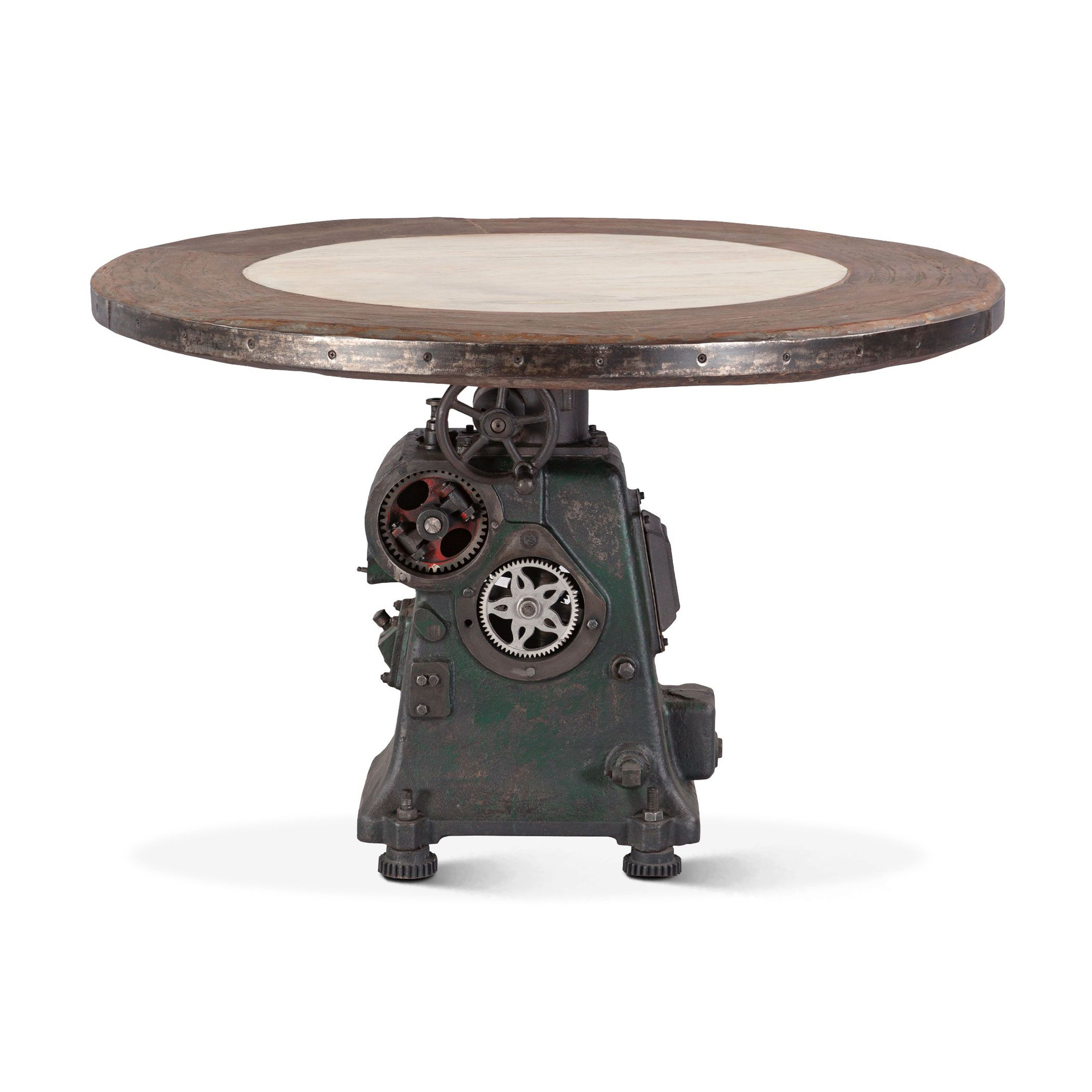 Barn Industrial Engine Base Round Adjustable Table 48" | Zin Home