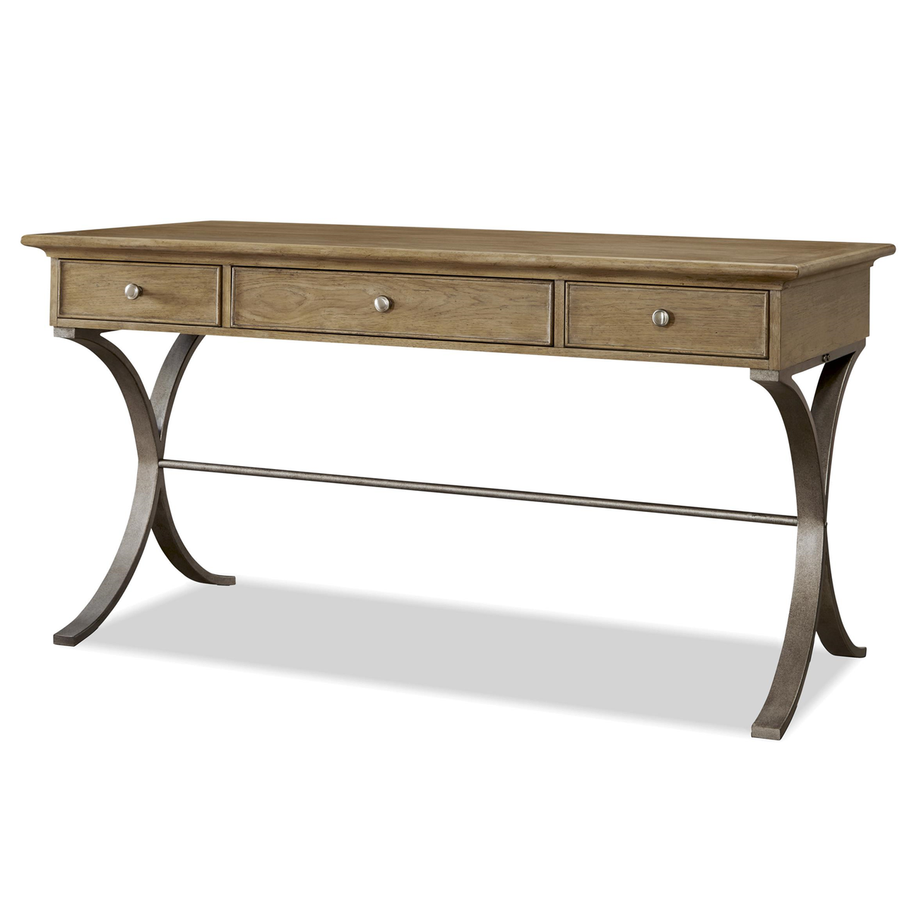 French Modern Wood + Metal Writing Desk with Drawers | Zin Home