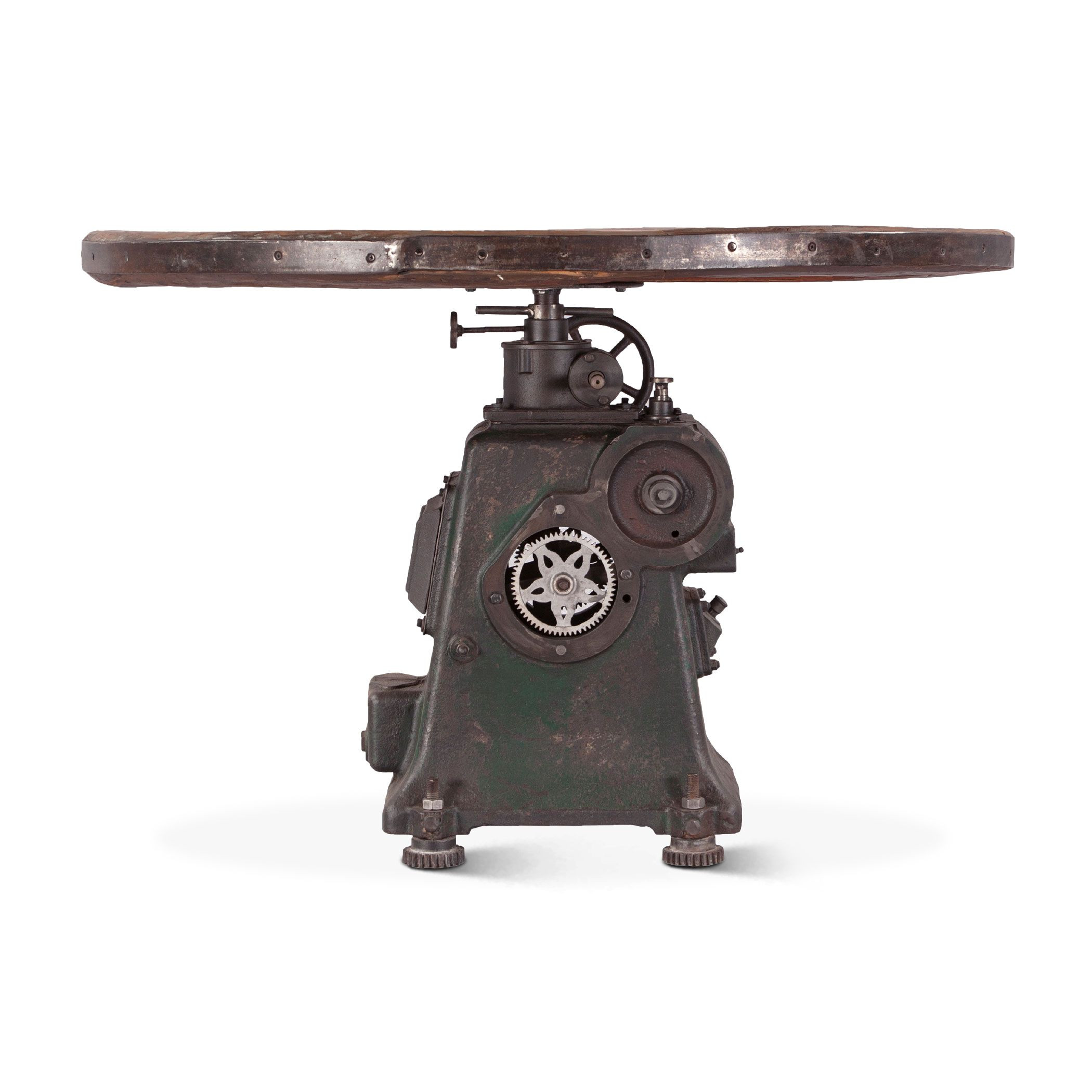 Barn Industrial Engine Base Round Adjustable Table 48" | Zin Home