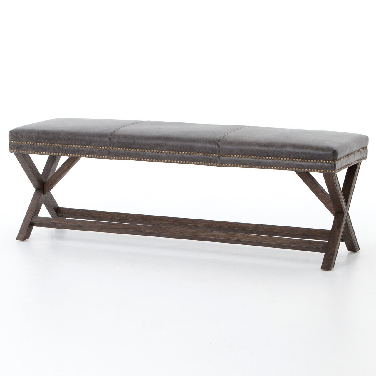 French Modern Upholstered X-Base Bench | Zin Home