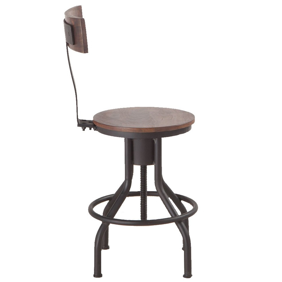 Industrial Solid Wood Swivel Adjustable Stools | Zin Home