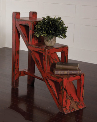 Asher Red Ladder Accent Table| Step Stools | Zin Home
