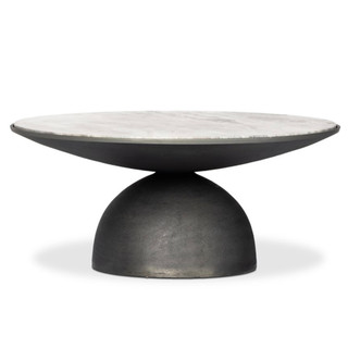 Corbett Cream Marble Top Round Coffee Table 35" | Zin Home