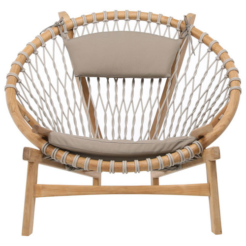 Boho Teak Wood and Rope Round Chair | Zin Home