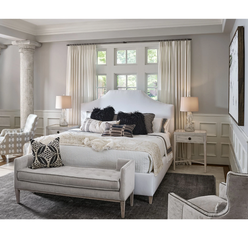 Modern Hollywood Regency White Alpaca Fur Bench | Zin Home