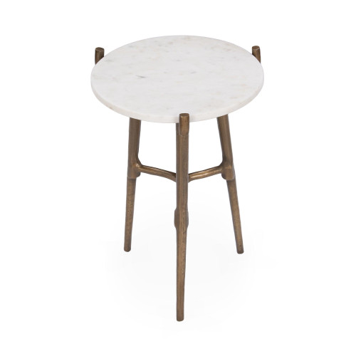 Halley White Marble Round Accent Table | Zin Home