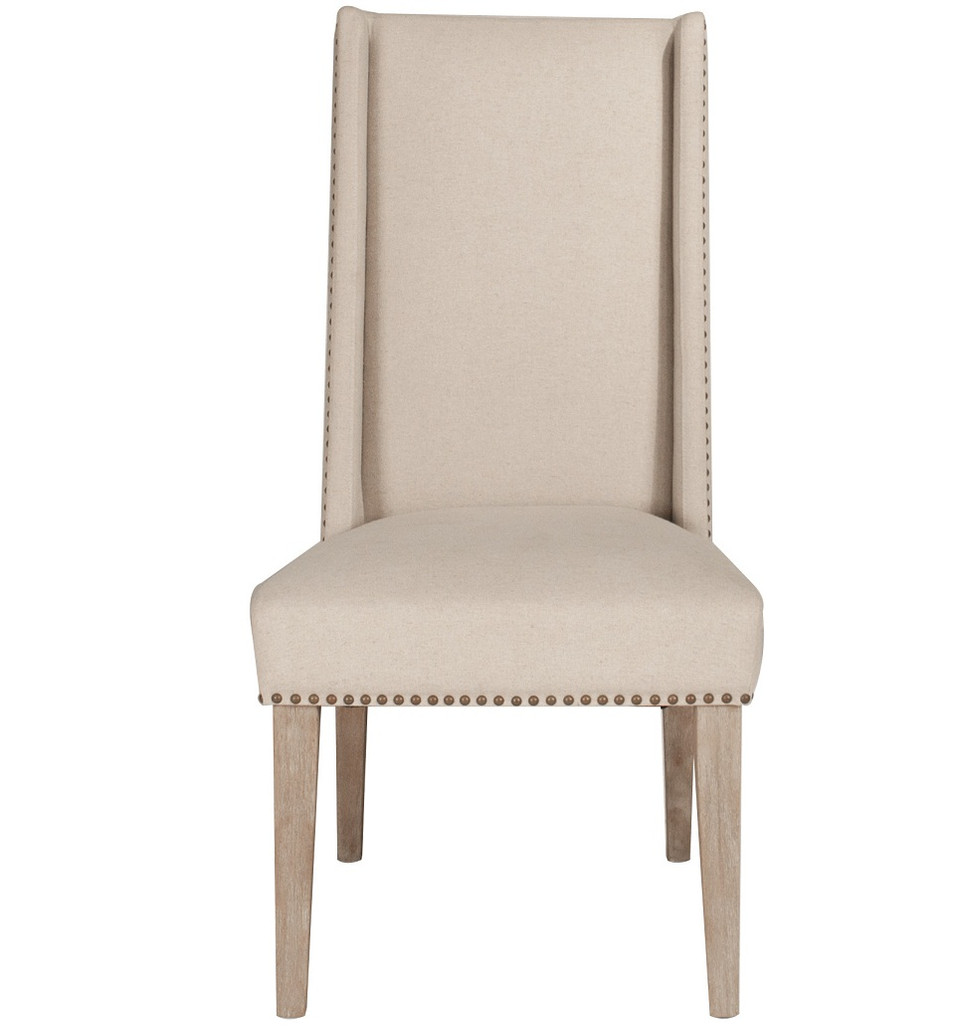 Morgan Dining Chair | Linen Upholstered Nail-Head Side Chair | Zin Home