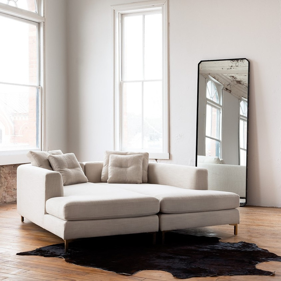 Greer Ivory 2 Piece Modular Double Chaise Sofa Sectionals 168" | Zin Home