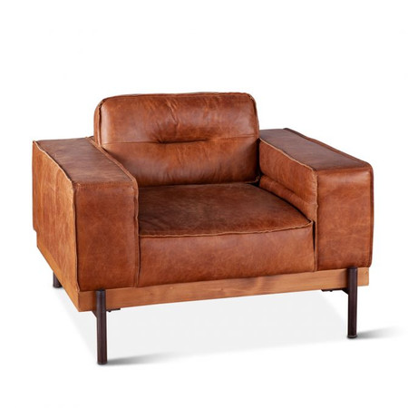 Loft Industrial Cocoa Leather Club Chair 42
