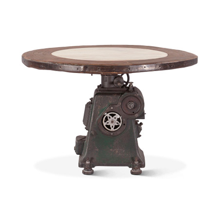 Barn Industrial Engine Base Round Adjustable Table 48" | Zin Home