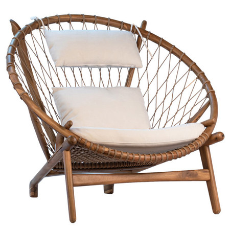 Boho Wood and Rope Round Chair | Zin Home