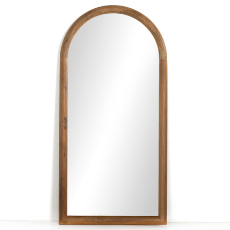 Gulliver Whitewash Wood Frame Arched Floor Mirror 77" | Zin Home