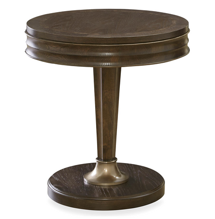 California Rustic White Oak 1 Drawer Round End Table | Zin Home