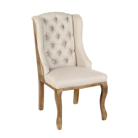 Deconstructed Beige Linen Wingback Dining Chair | Zin Home