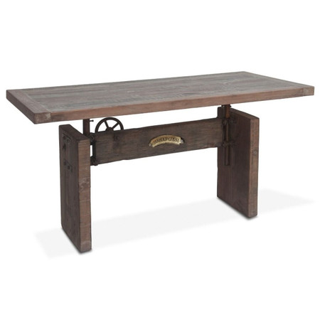 Industrial Barn Crank Adjustable Reclaimed Wood Desk 63" | Zin Home