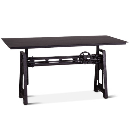 French Industrial Crank Adjustable Black Iron Desk 60" | Zin Home