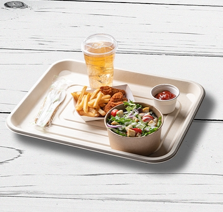 14x18" Heavyweight Sugarcane Fiber Serving Tray (100/Case) | KEVIDKO