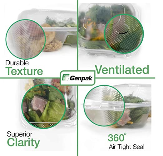 Genpak CLX200-CL 8x8x3" Clover Clear PP Hinged Container (150/Case)