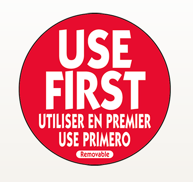 Red "Use First" Food Safety Labels (500/Roll) - KEVIDKO