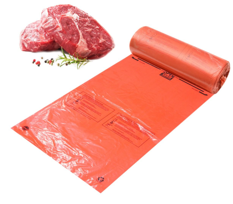 Red Produce Bags on Rolls for the Meat Department 11x19" LD | Kevidko