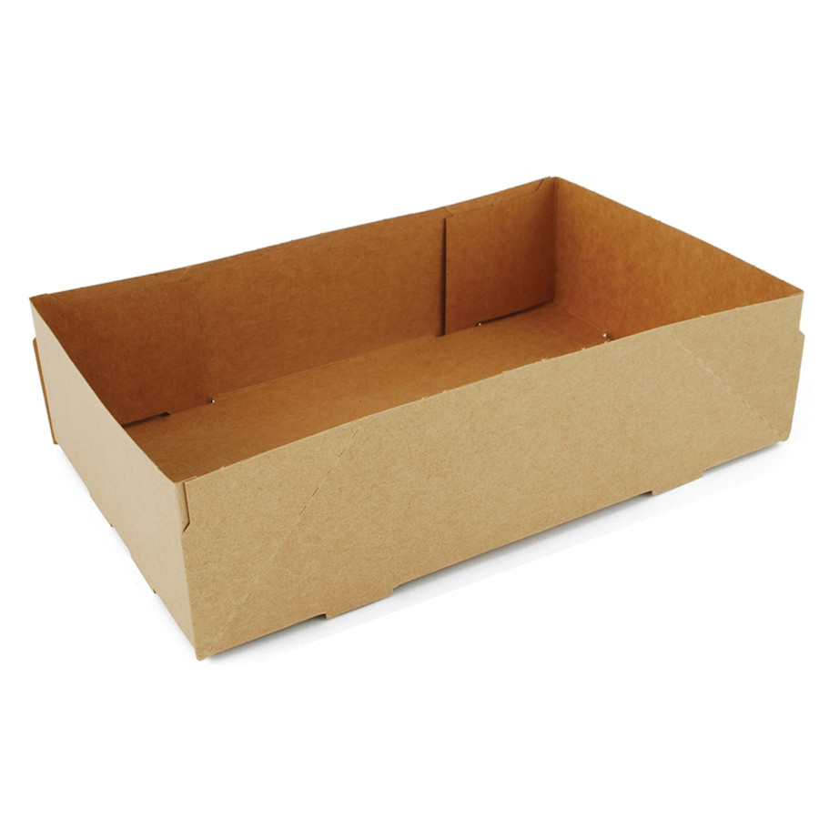 858 Paperboard Automatic Food Tray, Kraft, 9x5.5x2.2" (500/Case)