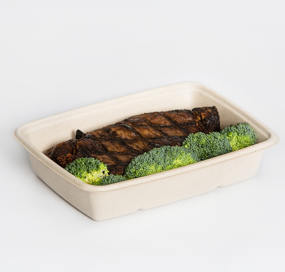 Sabert 30 oz 6x9" Rectangle Pulp Container (300/Case) | KEVIDKO