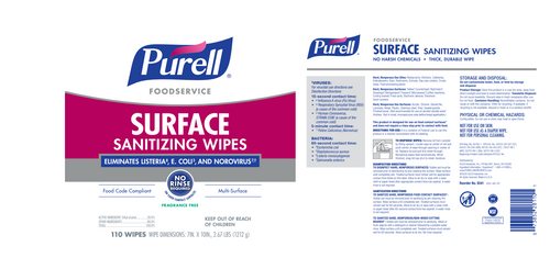 Purell Foodservice Surface Sanitizing Wipes, No Rinse, Fragrance-Free ...