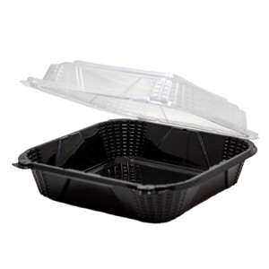 Genpak PV240 Proview 1 Compartment 8x8x3" Clear Lid Black Base Hinged ...