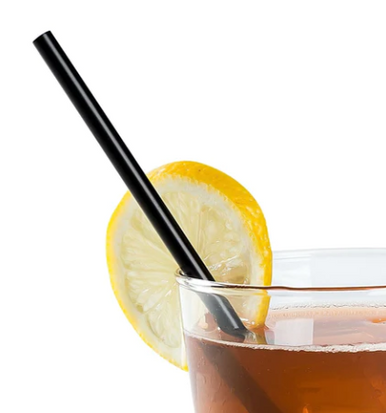5.75" Black Unwrapped Jumbo Plastic Straws (10/250/Case)