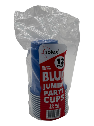Solex 16 oz Blue Jumbo Party Cups, 24 Packs of 12 (288/Case)