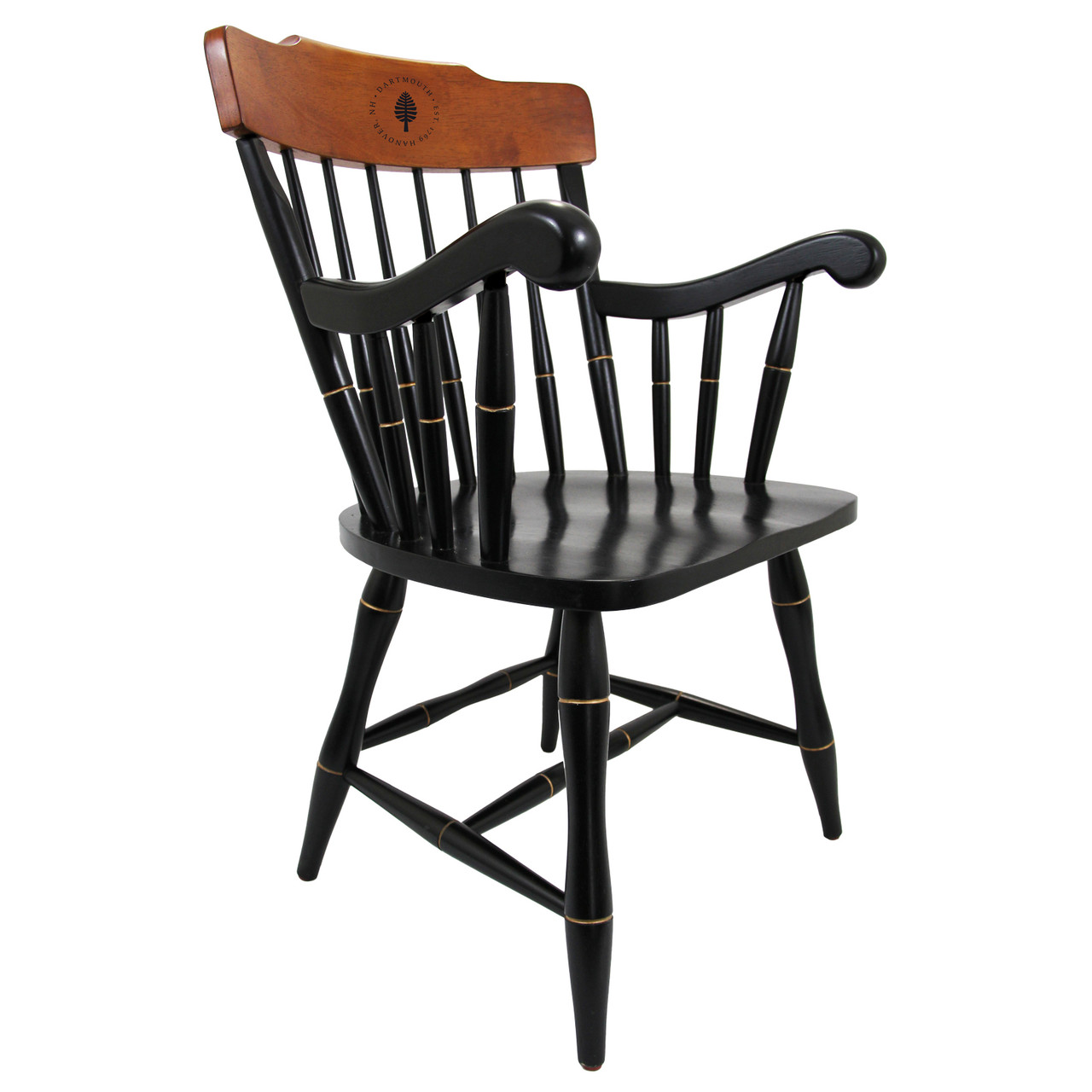 Cherry Laser Engraved Classic Captain's Chair with Black Arms Dartmouth ...