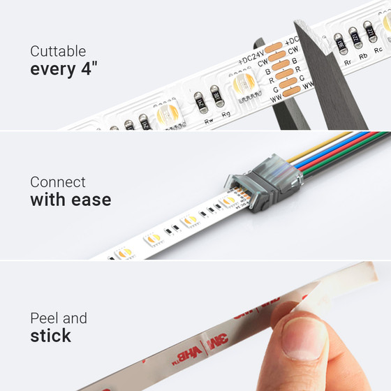RGB + Dynamic Tunable White 5-in-1 LED strip light - Plug and Play Kit