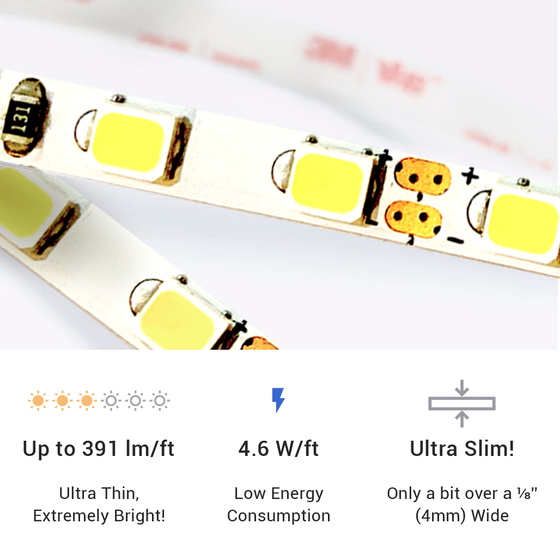 Slim™ Series LED Strip Light - Ultra-Thin Design 1/8" (4 mm) width