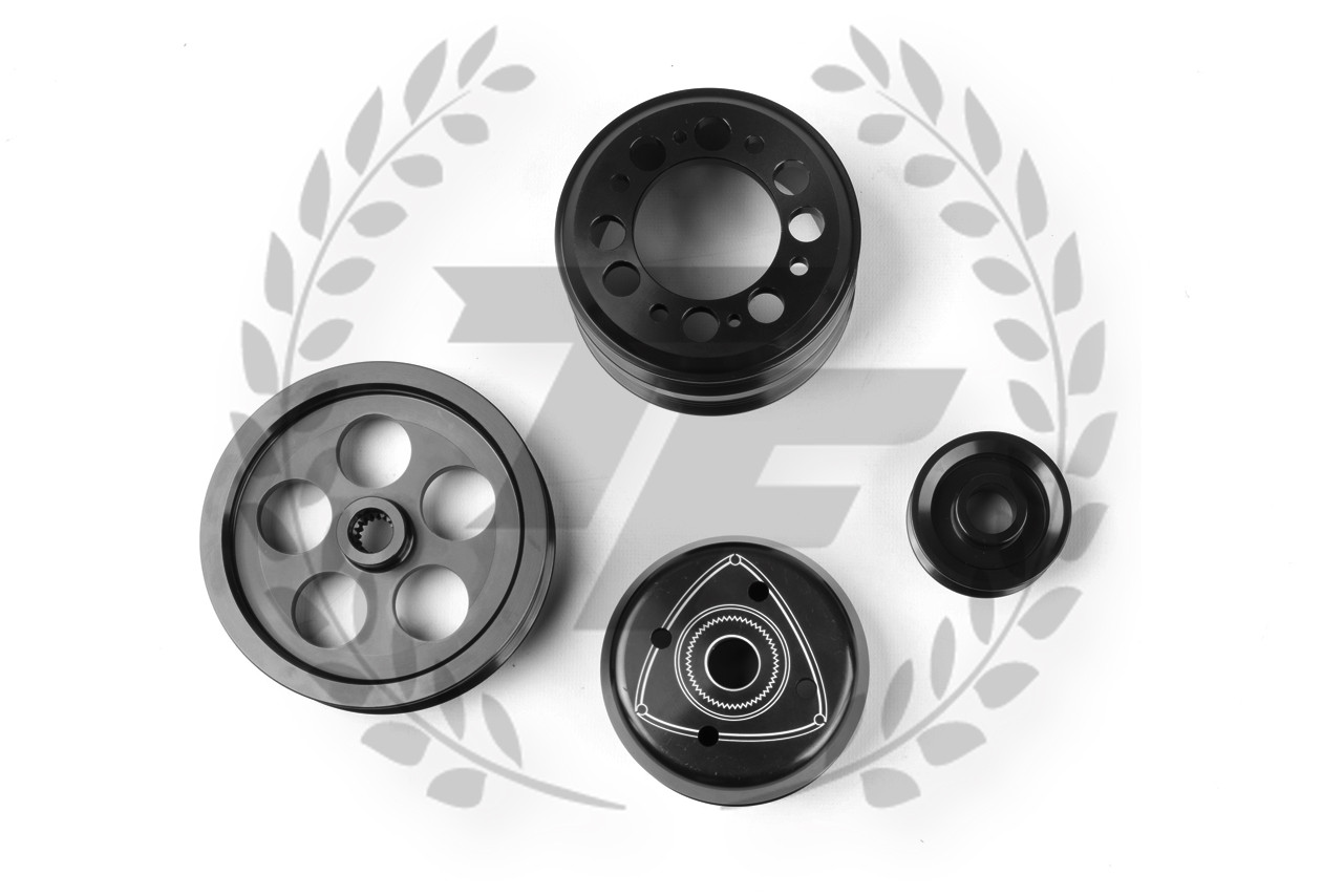 TF Lightweight Aluminum Pulley Kit Mazda RX7 FD3S 13B - BLACK