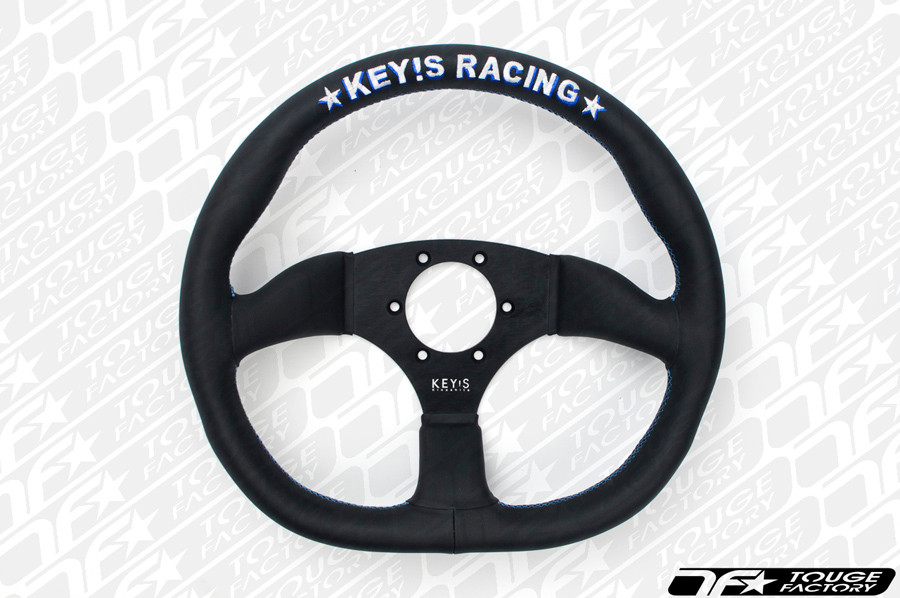KEY'S RACING D-Shape Semi-Deep Steering Wheel (345x320mm/Leather)