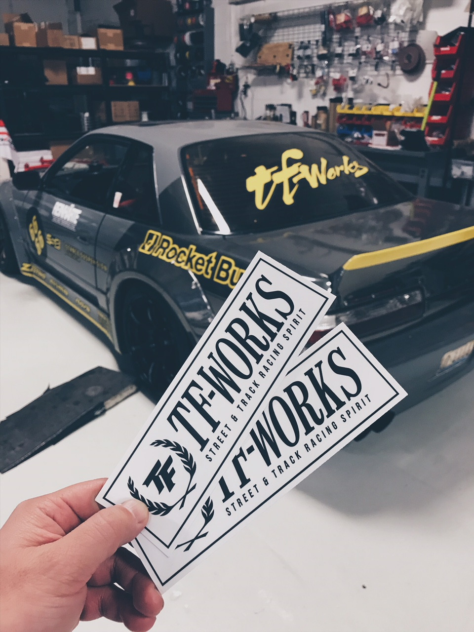 Matte white, touge factory, TF-Works Sticker, Laurel