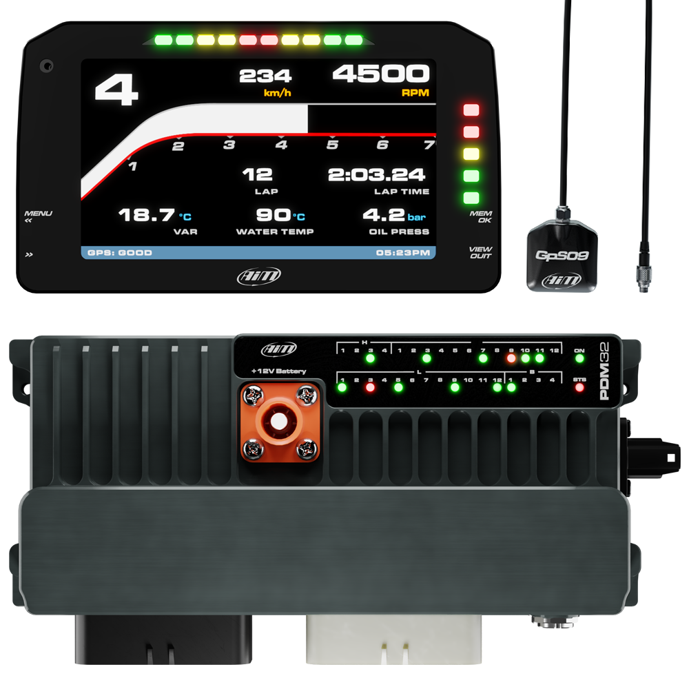AiM Sports PDM32 With 6" Race Icons Display GPS Logger Kit