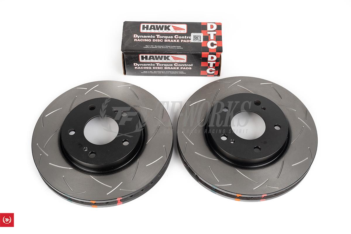 Z32 TT / R32 GTR Front Brake Package - DBA 4000 Slotted Rotors + Hawk ...