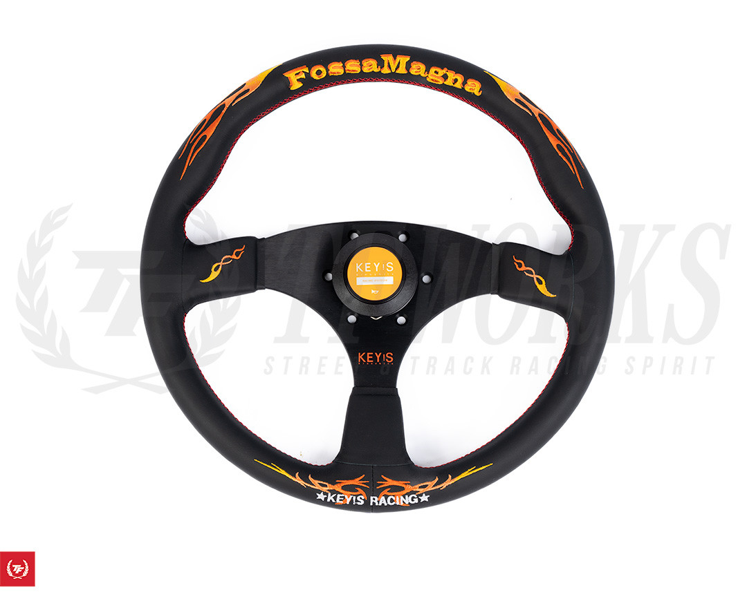 KEY'S RACING FOSSA MAGNA Flat Type Steering Wheel (325mm/Leather ...