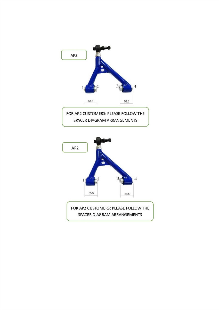 P2M HONDA S2000 REAR UPPER CONTROL ARMS (AP1/AP2) - Touge Factory