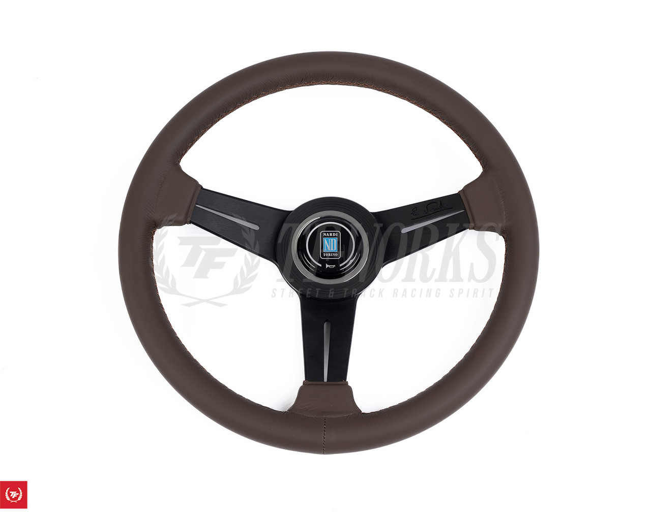 Nardi Classic 330mm Brown Leather Black Spoke Steering Wheel + Brown ...
